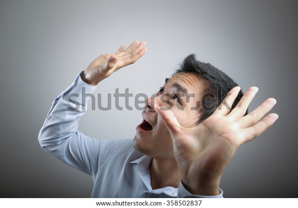 Scared Screaming Man Looking Gradually Varied Stock Photo 358502837 ...