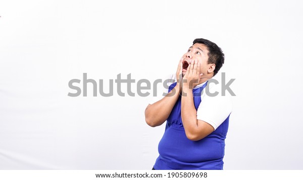 Scared Screaming Man Looking Isolated White Stock Photo 1905809698 ...