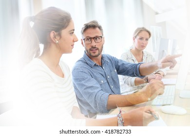 School Instructor Helping Students Work Project Stock Photo 418782733 ...