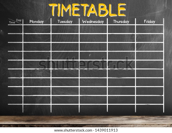 school timetable or class schedule template on blackboard
