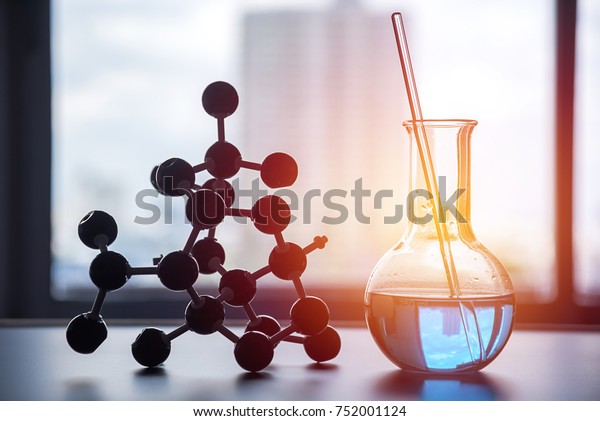 Science Laboratory Beaker Erlenmeyer Flask Molecule Stock Photo ...