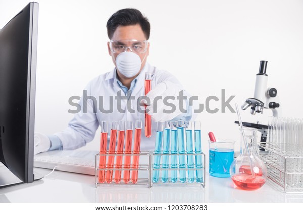 Scientist Checking Sample Chemical Test Tube Stock Photo 1203708283 ...