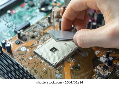 Scientist Hand Install Cpu Processor Motherboard Stock Photo 1604751214 ...