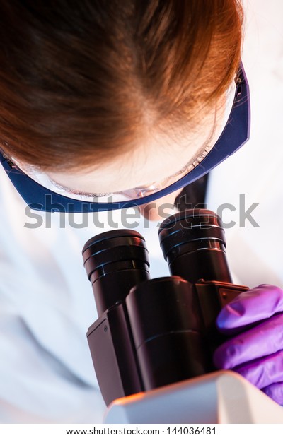 Scientist Looking Trough Microscope Stock Photo 144036481 | Shutterstock
