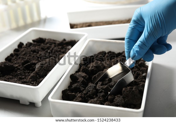 Scientist Taking Soil Sample Container Closeup Stock Photo 1524238433 ...