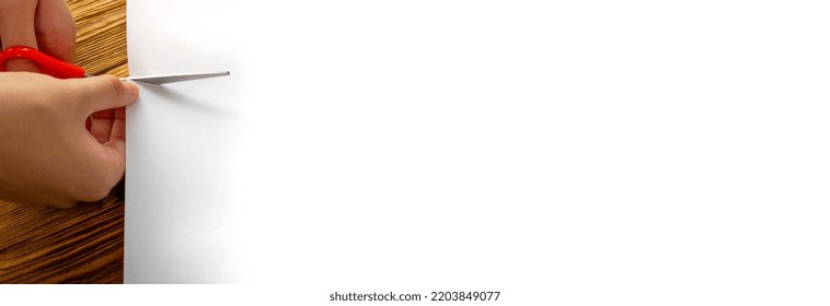 Scissors Cutting Paper Texture Background Hand Stock Photo 2203849077 ...