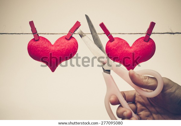 Scissors Cutting Rope Two Red Hearts Stock Photo 277095080 | Shutterstock