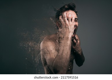 Screaming Frustrated Man Exploding Disintegrating Into库存照片2117591516 ...