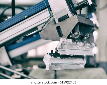Screen Printing Machine Squeegee White Paint Stock Photo 615922433 ...
