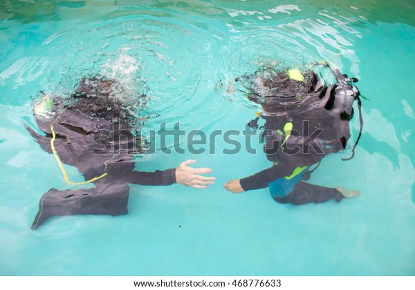 Scuba Diving Training Course Outside Pool Stock Photo 468776633 ...