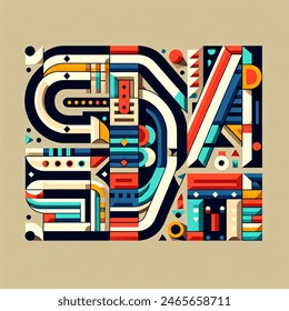 Cubism Artistic Image Calligraphy 2025 Snake AI-generated image ...