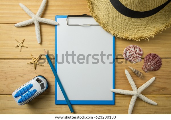 Sea Ocean Objects Empty Blue Clipboard Stock Photo 623230130 | Shutterstock