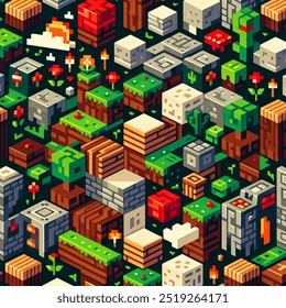 Minecraft Style Seamless Pattern Backpack Green AI-generated image ...