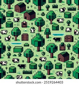 Seamless Pattern Minecraft Animals — изображение, созданное ИИ ...