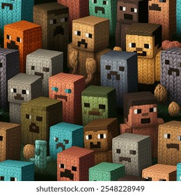 Seamless Pattern Minecraft Animals AI-generated image 2555262451 ...