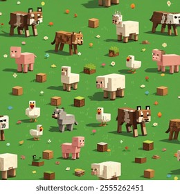Seamless Pattern Minecraft Pigs AI-generated image 2555266955 ...