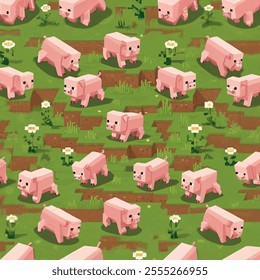 Seamless Pattern Minecraft Animals AI-generated image 2555262451 ...