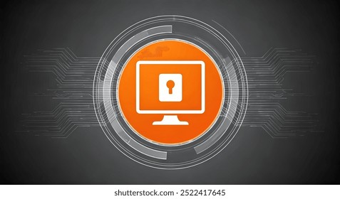 Computer Shield Middle Colour Ff5500 Background AI-generated image ...