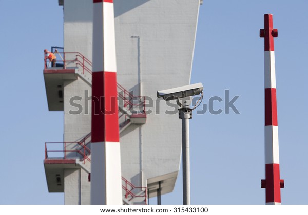 Security Camera Barriers Worker On Top Stock Photo 315433100 | Shutterstock