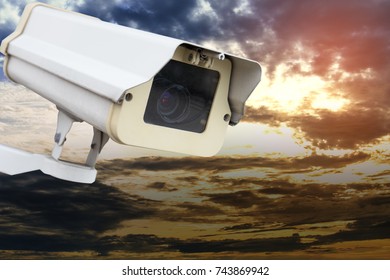 Security Camera Cctv Sunset Sky Background Stock Photo 743869942 ...