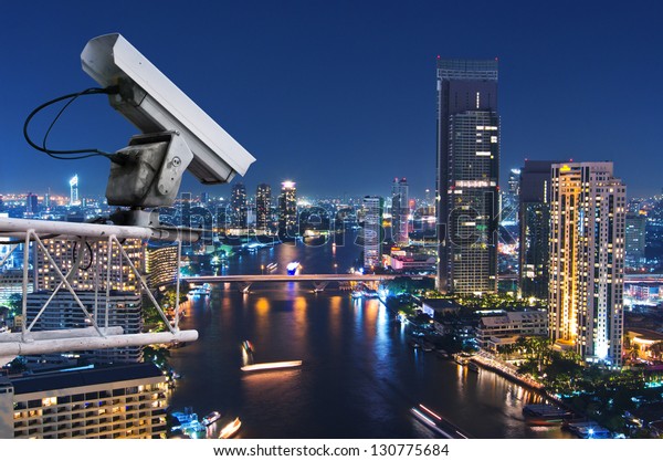 Security Camera Detects Movement Traffic Skyscraper Stock Photo ...