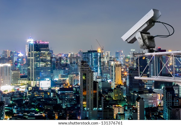 Security Camera Detects Movement Traffic Skyscraper Stock Photo ...