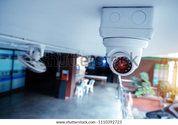 Security Cctv Camera Ceiling Area Under Stock Photo (Edit Now) 1110392723