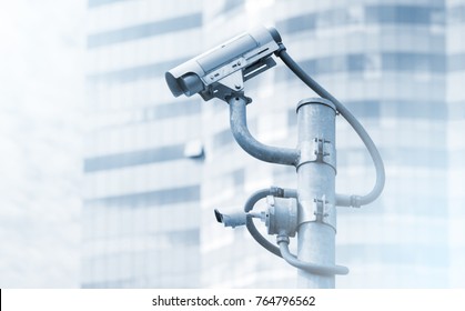 Security Cctv Camera Front Modern Building Foto Stok 764796562 ...