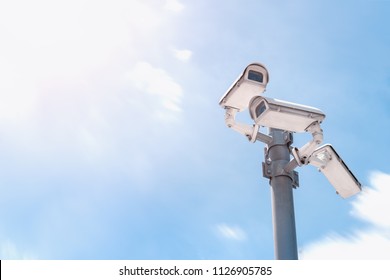 Security Cctv Camera Installed Three Directions Stock Photo 1126905785 ...