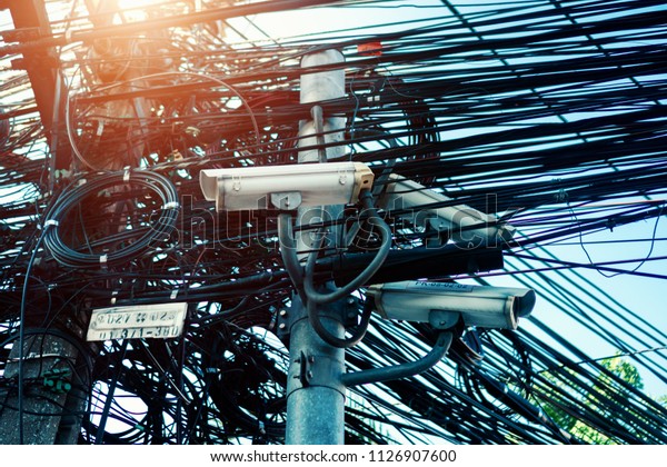 Security Cctv Camera Installed Three Directions Stock Photo 1126907600 ...