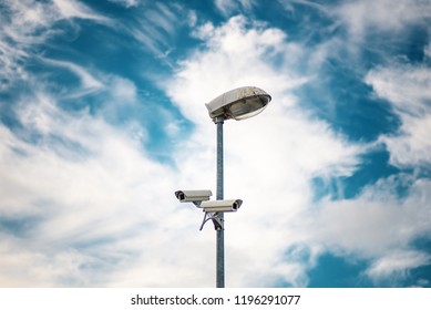 Security Cctv Camera Installed Two Directions Stock Photo 1196291077 ...