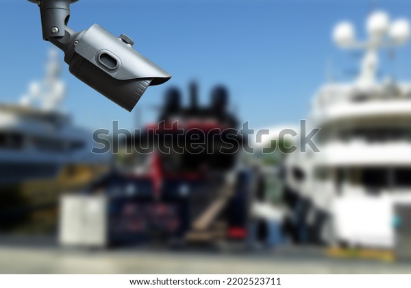 Security Cctv Camera Surveillance System Marina Stock Photo 2202523711 ...