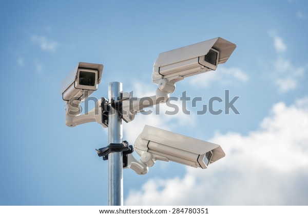 Security Cctv Surveillance Camera Front Blue Stock Photo 284780351 ...