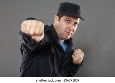 Security Guard Attack Position Isolated On Stock Photo 236891839 ...