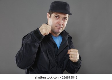 Security Guard Attack Position Isolated On Stock Photo 236895043 ...