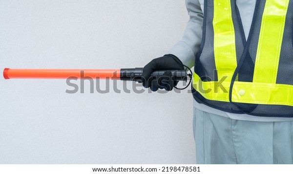Security Guard Man Red Stick Stock Photo 2198478581 | Shutterstock