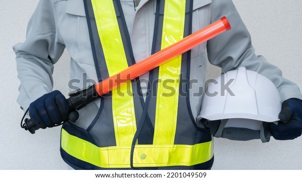 Security Guard Man Red Stick Stock Photo 2201049509 | Shutterstock