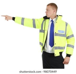 Стоковая фотография 101272339: Security Guard Pointing Isolated On ...