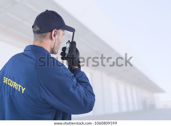 Security Man Outside Bright Background Warehouses Stock Photo (Edit Now ...