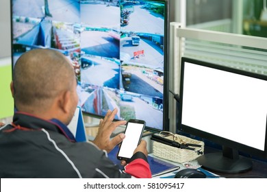 Security System Operator Looking Cctv Footage Stock Photo 581095417 ...
