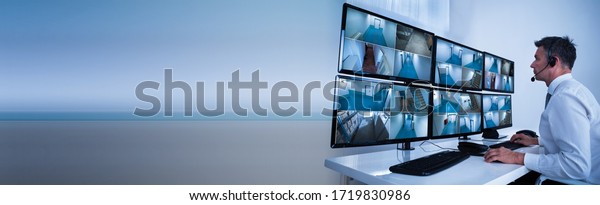 Security System Operator Looking Cctv Camera Stock Photo 1719830986 ...