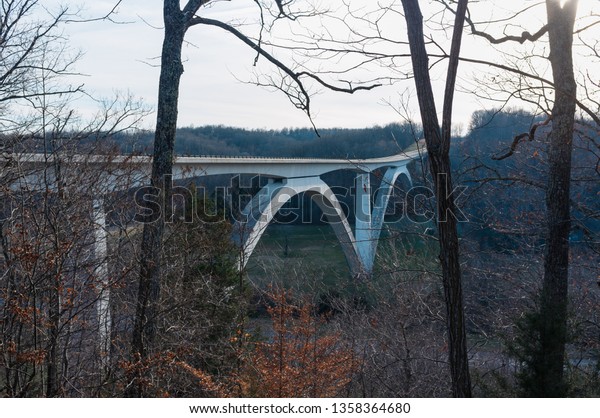 Segmentally Constructed Concrete Double Arch Bridge Stock Photo ...