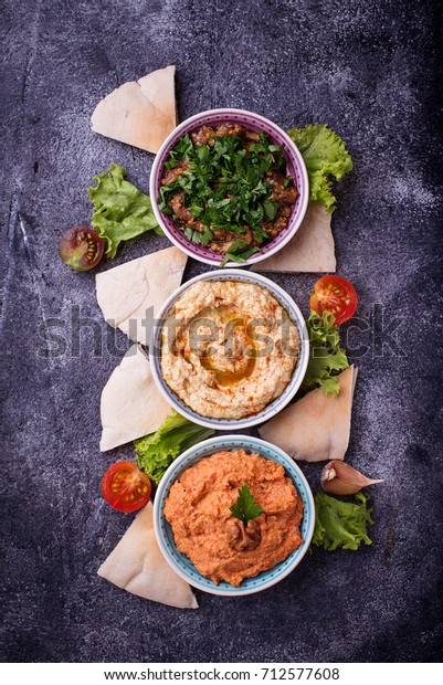 Selection Middle Eastern Arabic Appetizers Stock Photo 712577608 ...