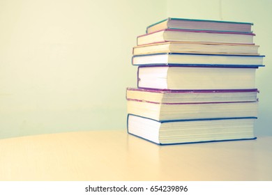 Selective Focus Books Stack On Wooden Stock Photo 654239896 | Shutterstock