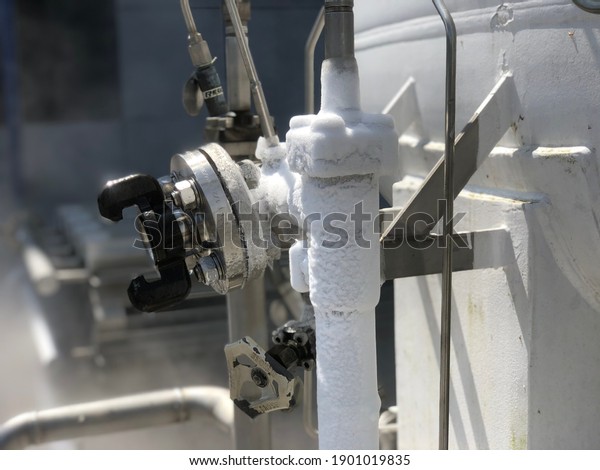 Selective Focus Liquid Nitrogen Pipe Leakage Stock Photo 1901019835 ...