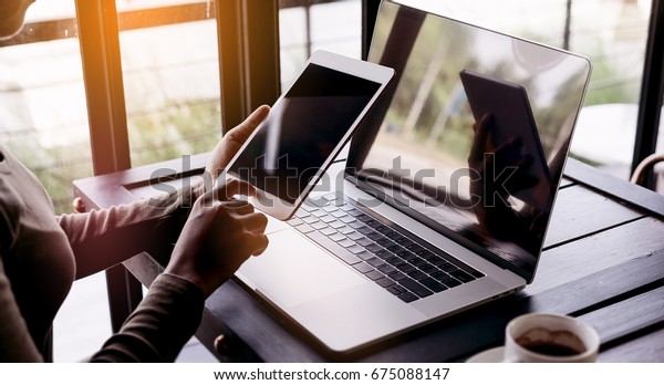 Selective Focus On Hand Use Digital Stock Photo (Edit Now) 675088147