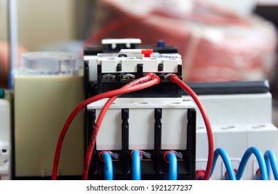 Selective Focus Wired Electrical Contactor Installed Stock Photo ...