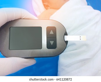 Selectve Focus Glucometer Newborn Checking Sugar Stock Photo 641136835 ...