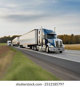 Outdoor Photo Semi Trailer Truck Driving AI-generated image 2480037777 ...