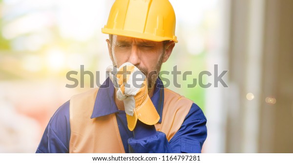 Senior Engineer Man Construction Worker Sick Stock Photo (Edit Now ...